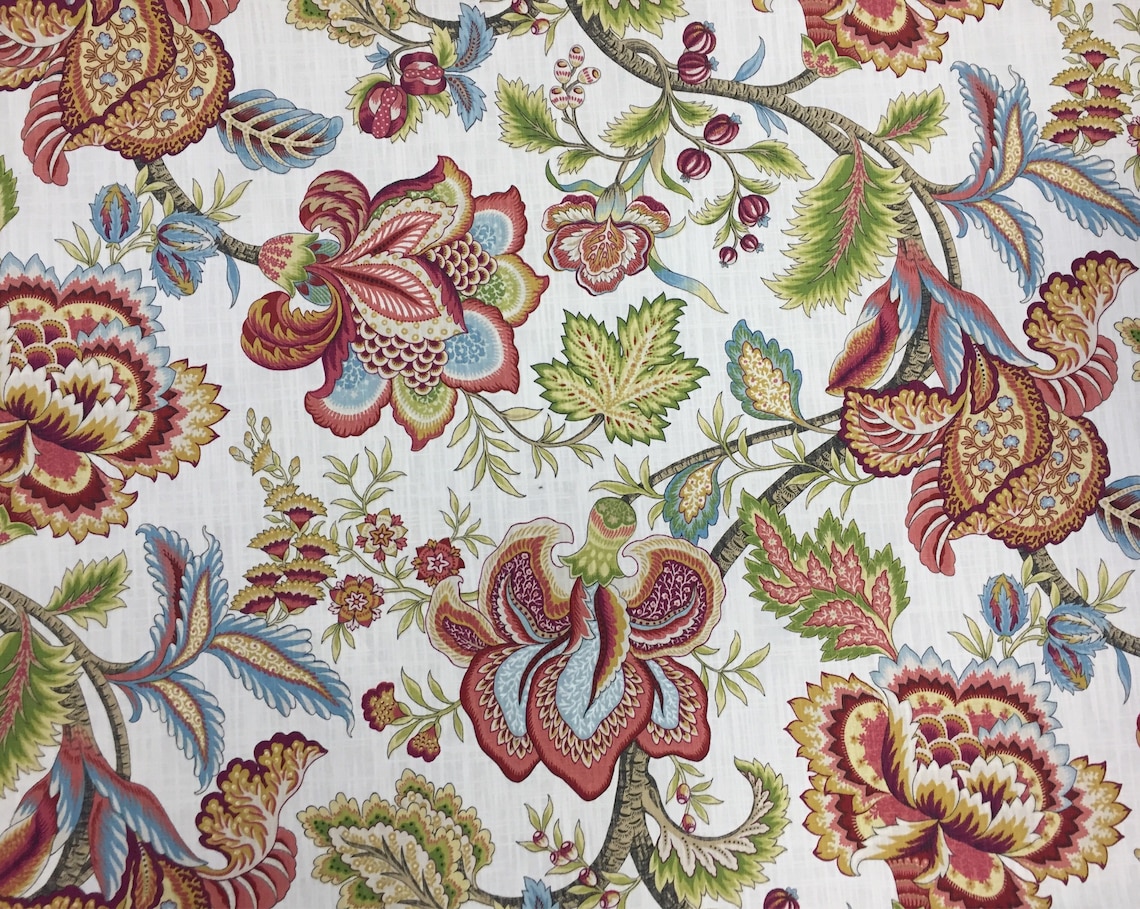 Vibrant Multicolor Floral Upholstery Fabric by the Yard - Etsy
