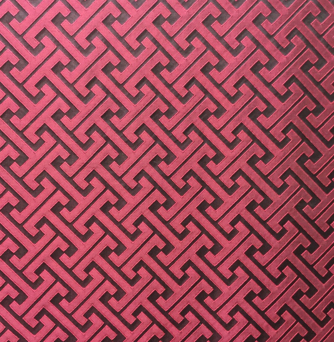 Red Greek Key - Tone on Tone - Fabric by the Yard - Drapery Fabric ...