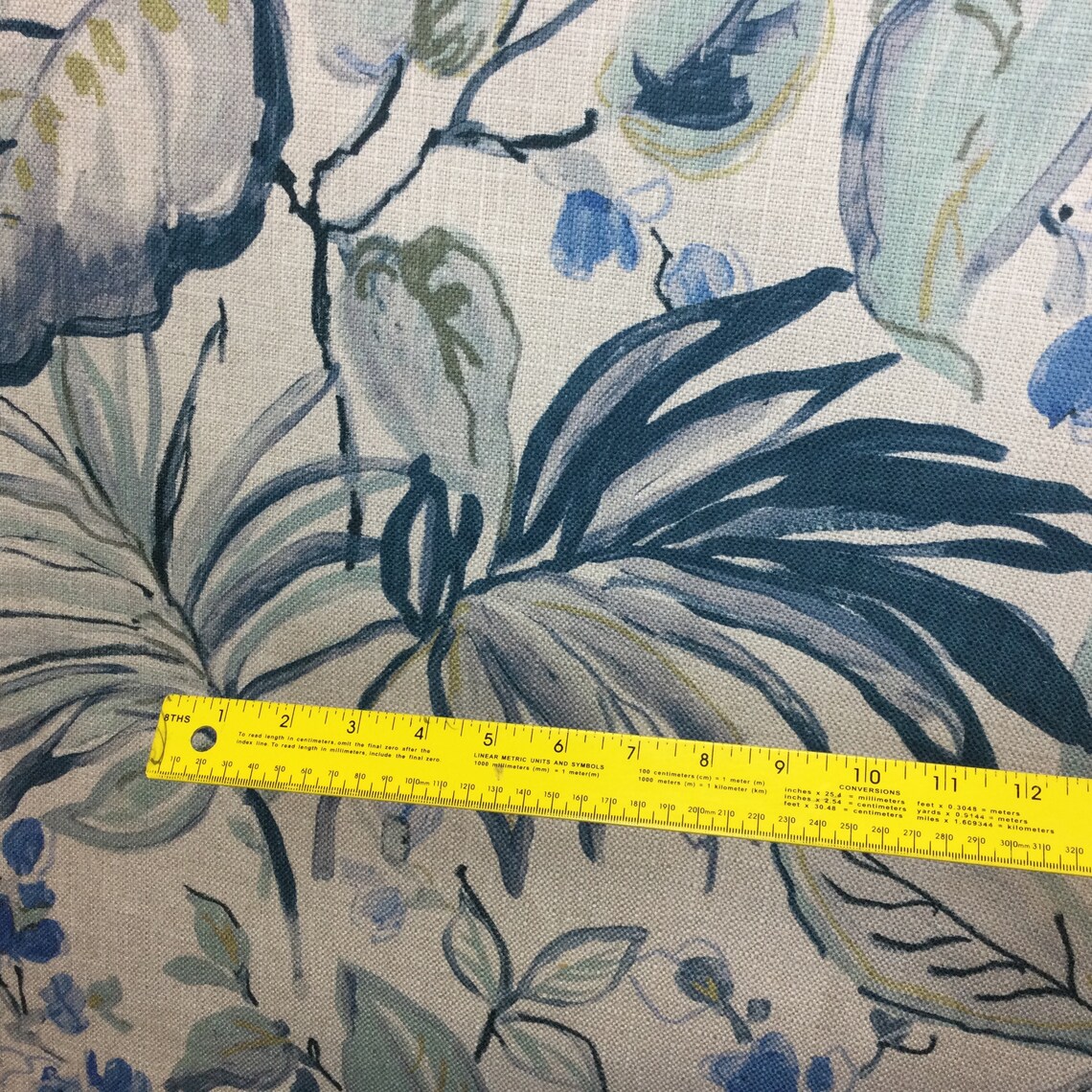 Regal Takara Indigo Floral Pattern Fabric Aqua Green | Etsy