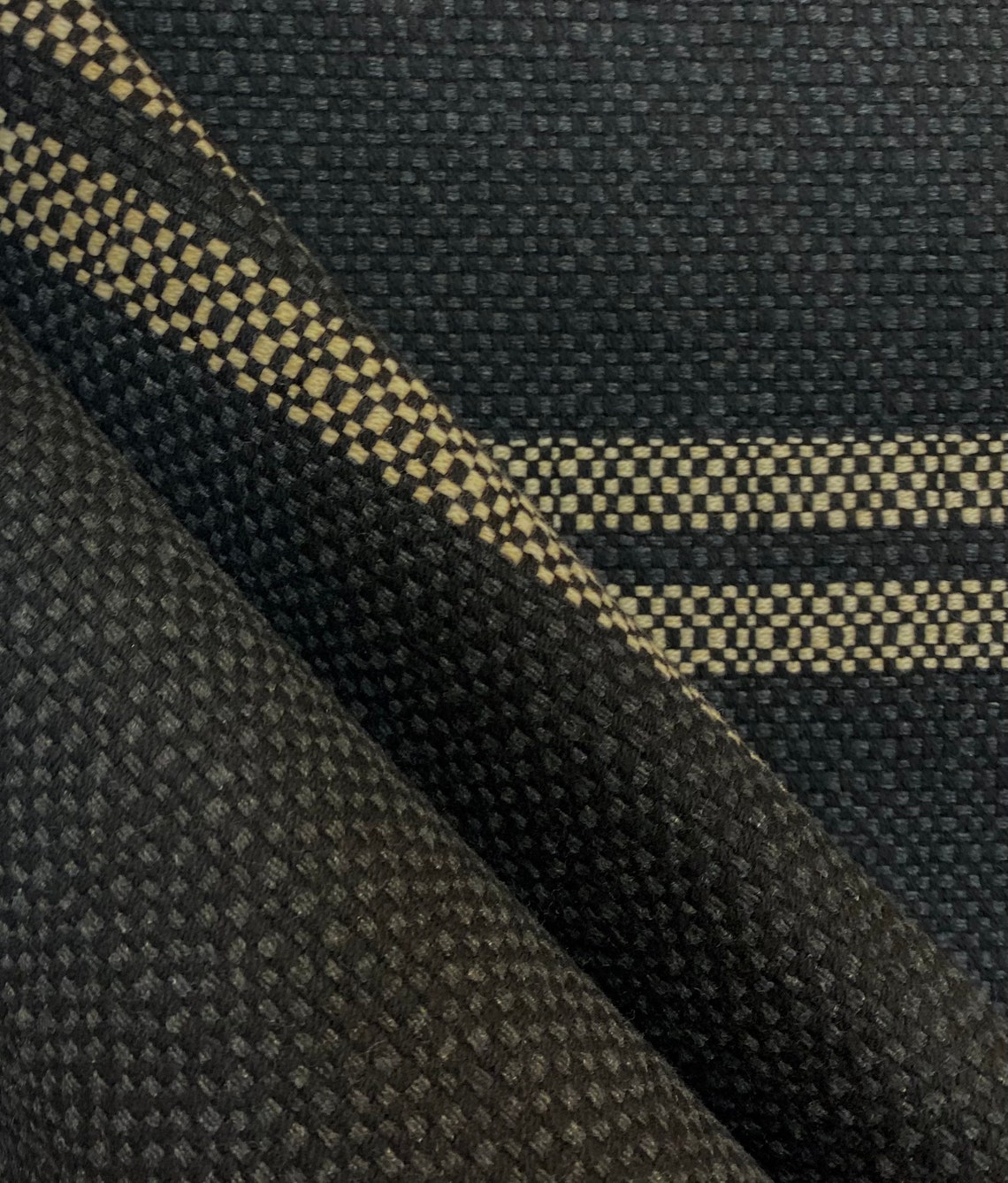 Modern Checkerboard Stripe Black White Heavy Woven - Etsy