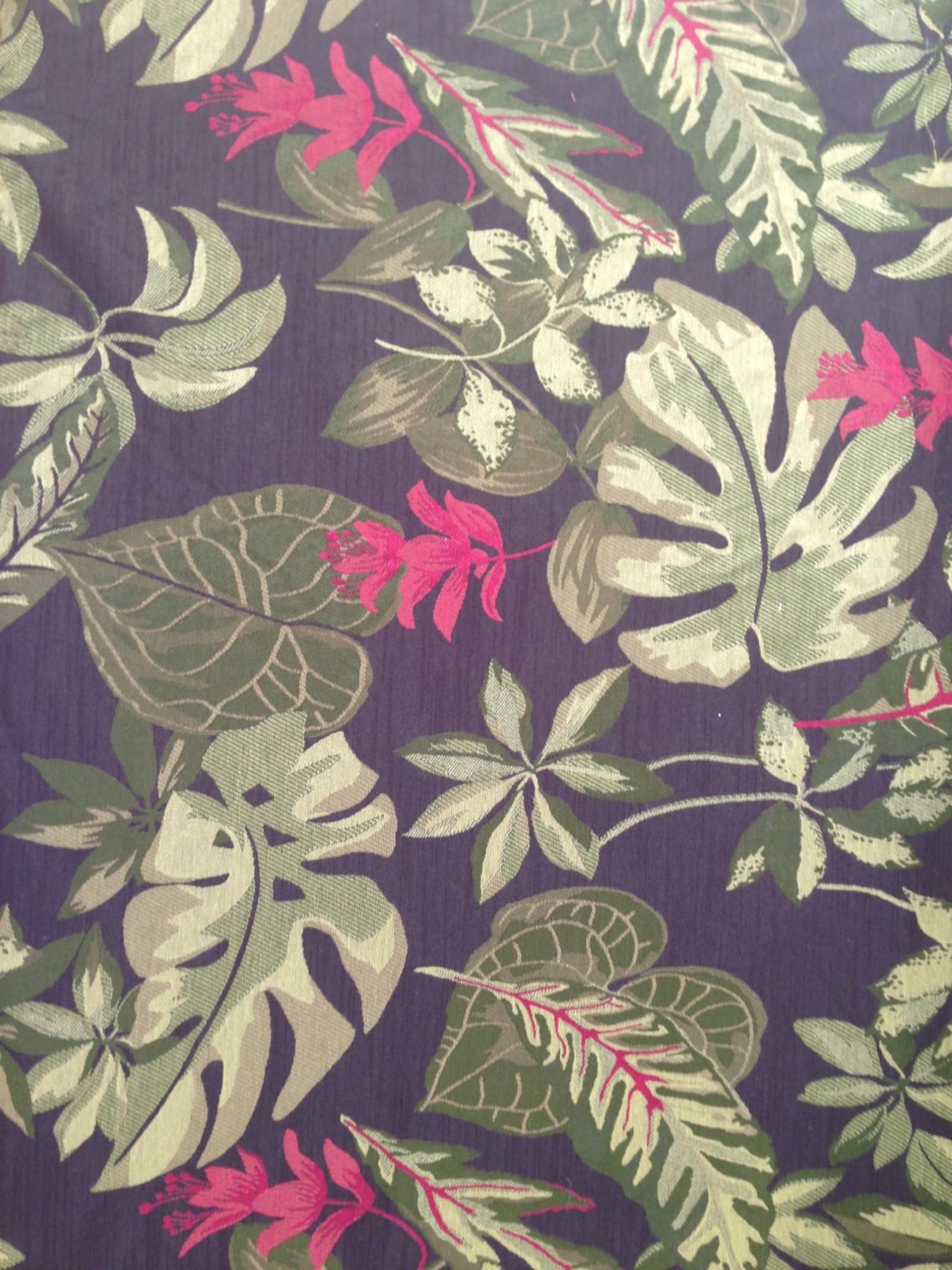 Rain Forest Upholstery Fabric - Tropical - Botanical - Black - Hawaiian ...