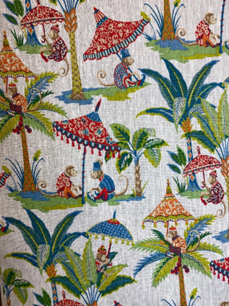 Exotic Monkey Linen Animal Novelty Palm Trees Monkeys - Etsy