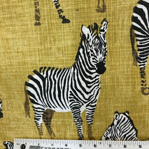 Africana Yellow - Safari - Zebra - Animal - Golden - Drapery Fabric ...