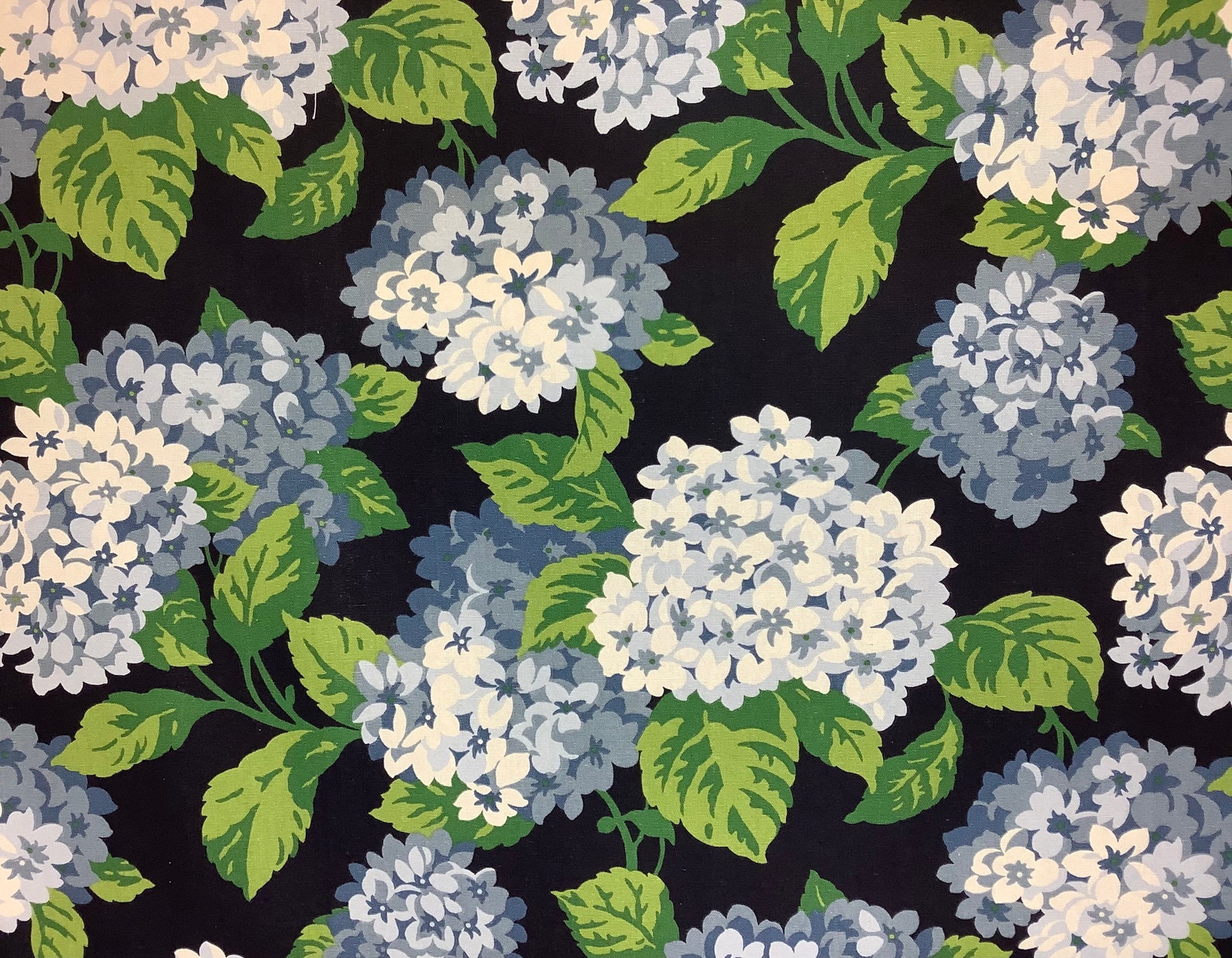 Summer Wind Navy - Hydrangea Floral - Dark Navy - Pastel Blue ...