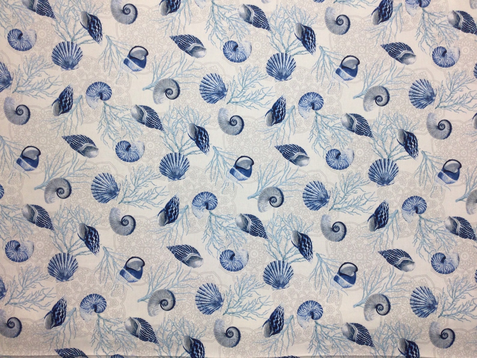 Shell We Dance Coastal Fabric Blue Coastal Pattern Shell | Etsy