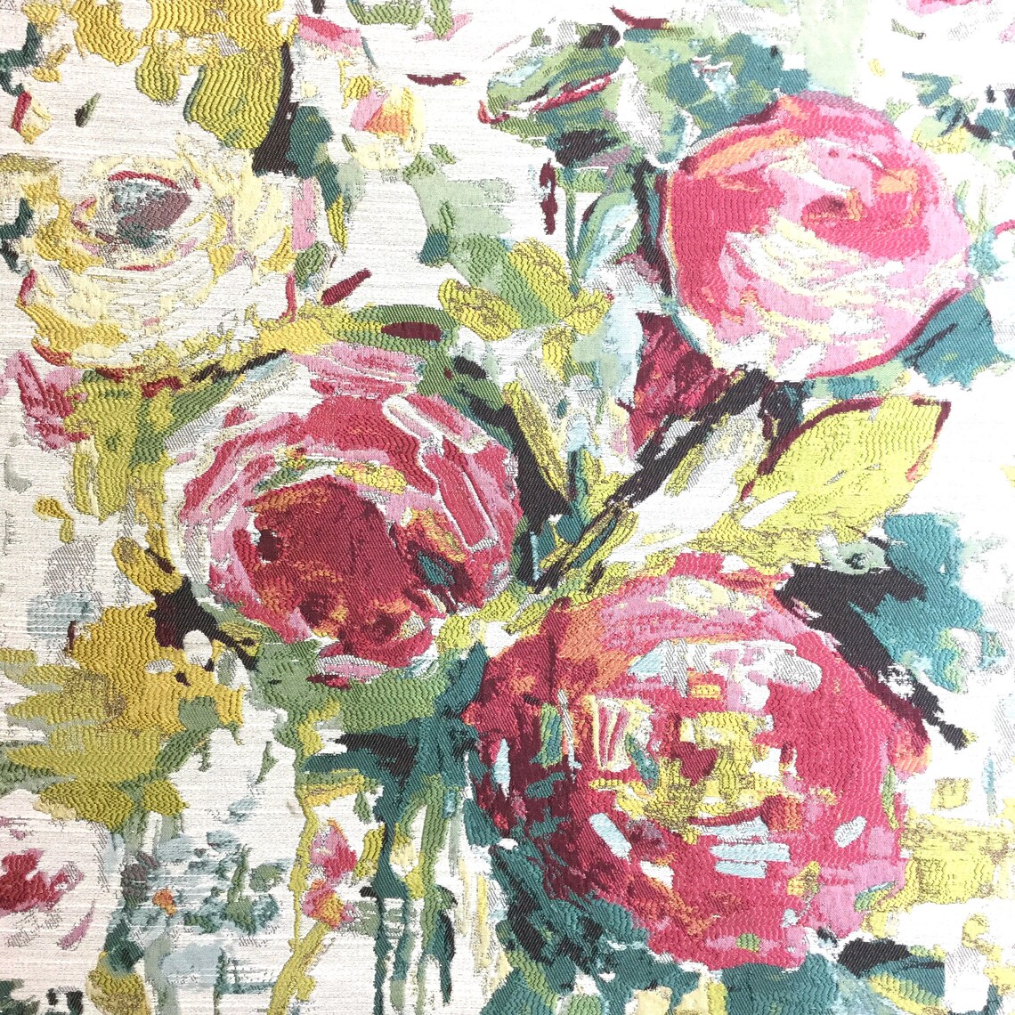 Large Scale Floral Fabric - Multicolor Watercolor Floral - Pink - Blue ...