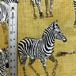Africana Yellow - Safari - Zebra - Animal - Golden - Drapery Fabric ...