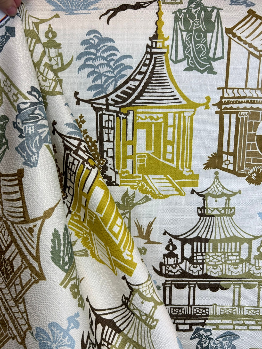 Shanghai Porcelain - Drapery Fabric - Oriental Fabric - Fabric by the ...