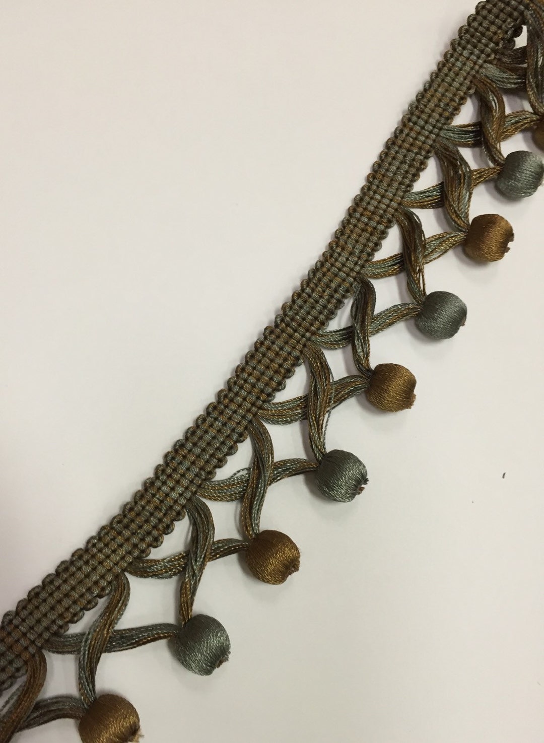 Blue Brown Ball Fringe - Trim by the Yard - Custom Cut Yardage ...