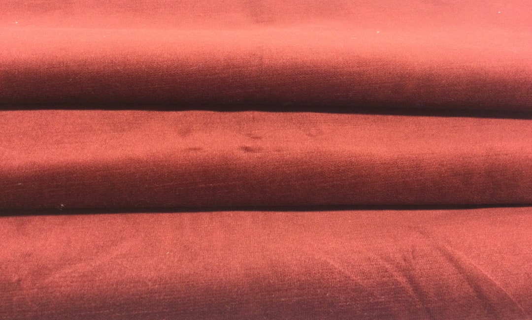 Brick Red Velvet - Velvet Finish Fabric - Soft Textured Fabric - Custom ...
