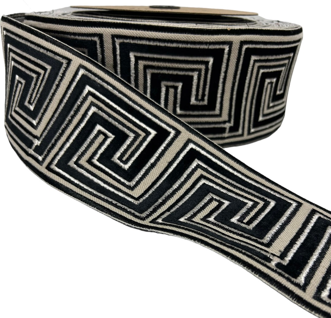 Black Greek Key Tape Trim - Black Trim - Accent Pillows - Trim by the ...
