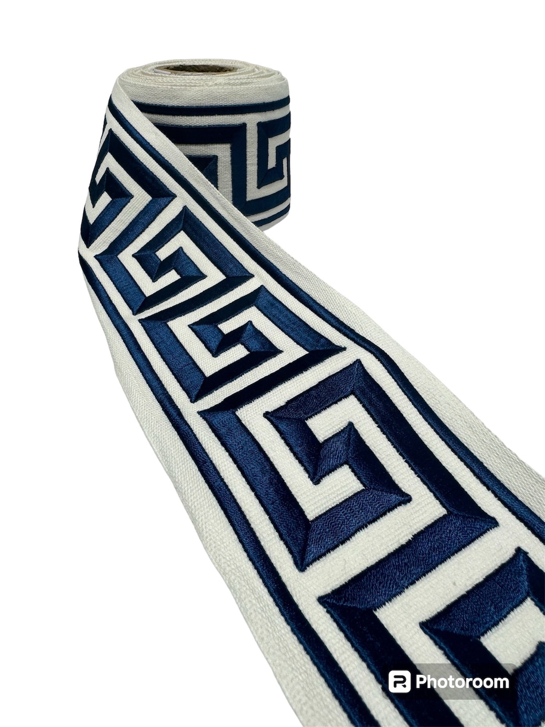 Ivory/navy Geometric Tape Trim - Greek Key - Modern - Wide - Certain ...