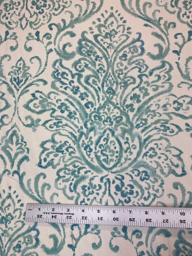 Aqua Scroll Damask Fabric Home Decor Fabric - Etsy