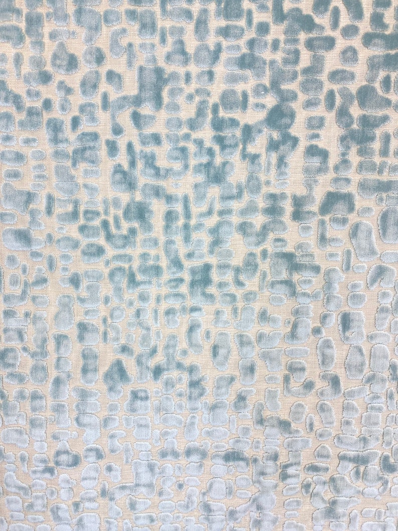 Asher Rain Cut Velvet - Geometric Cut Velvet - Blue Cut Velvet - Fabric ...