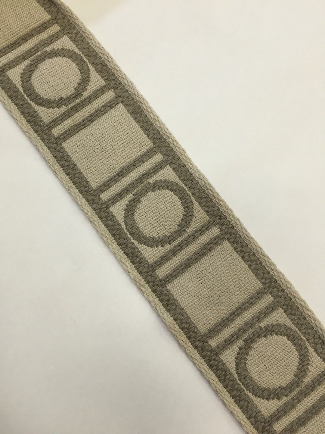 Modern Geometric Flat Braid Cream and Gray - Drapery Trim - Trim for ...