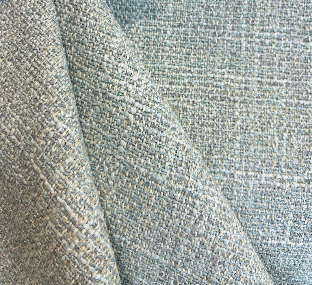 Light Blue and Cream Woven - Upholstery Fabric - Pillow Fabric - Fabric ...