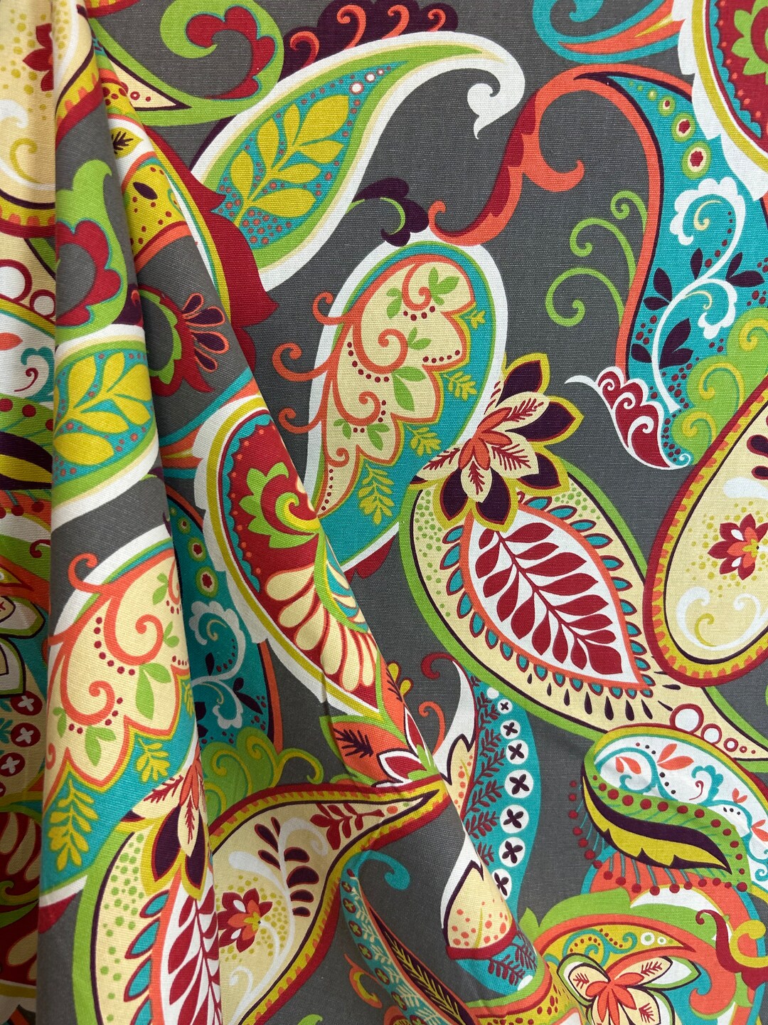 Paisley Punch - Gray - Fabric by the Yard - Etsy