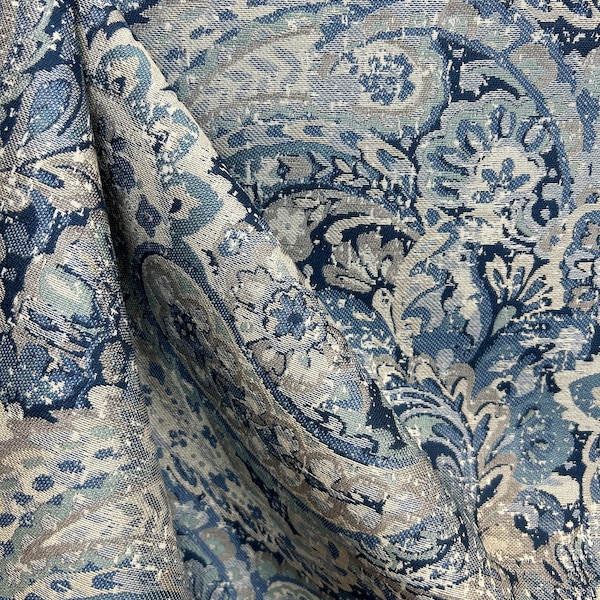 Navy Blue Paisley Fabric - Etsy