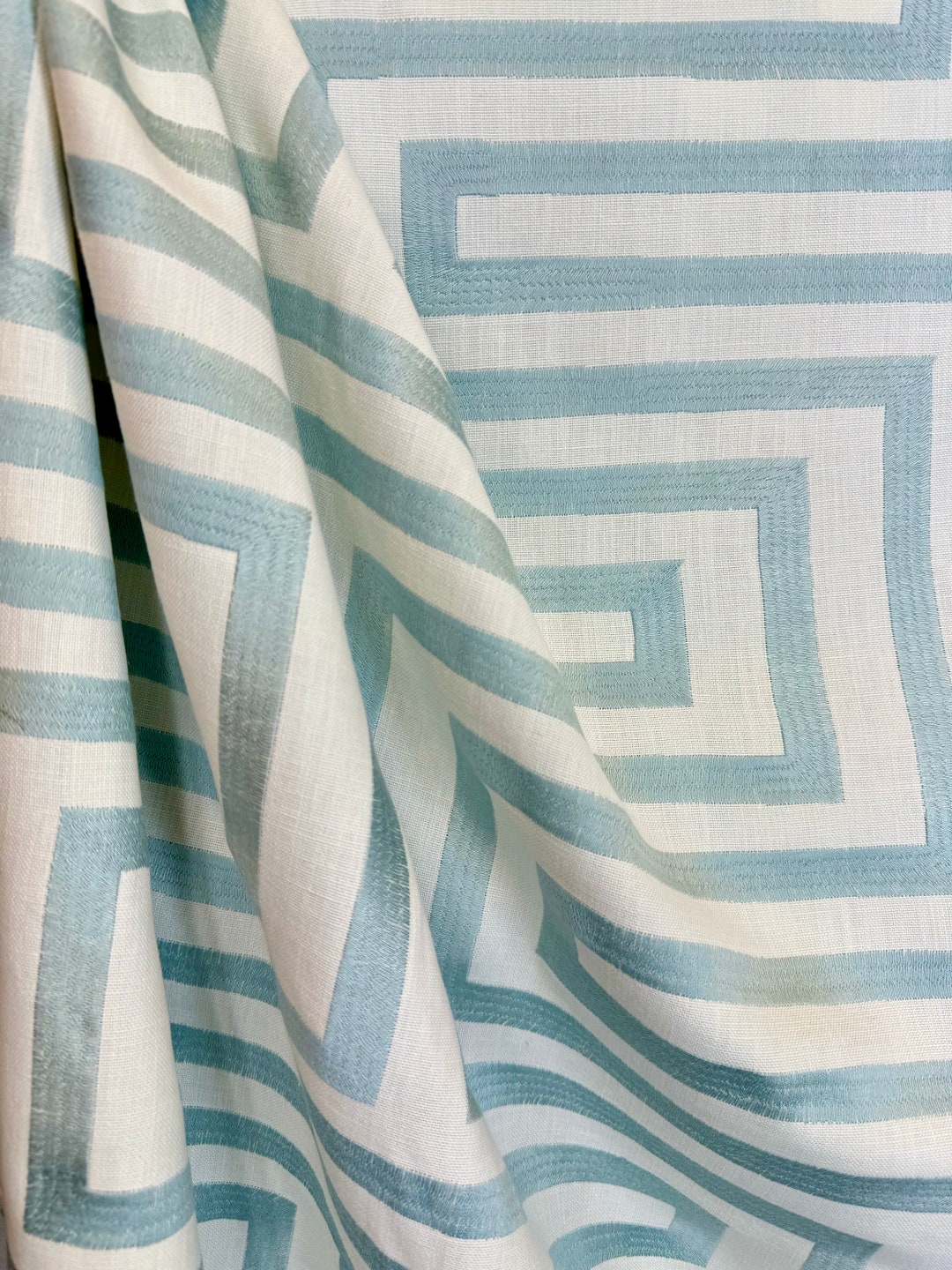 Jeweled Sky - Light Blue - Embroidery - Drapery Fabric - Geometric ...