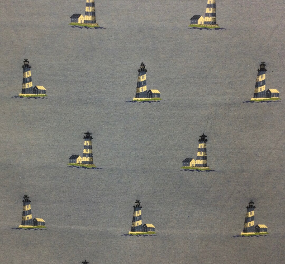 Stripe Lighthouse - Blue and Navy - Beach Decor - Coastal Lighthouse ...