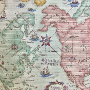 Around the World - Screen Print - Map - World - Fabric by the Yard ...