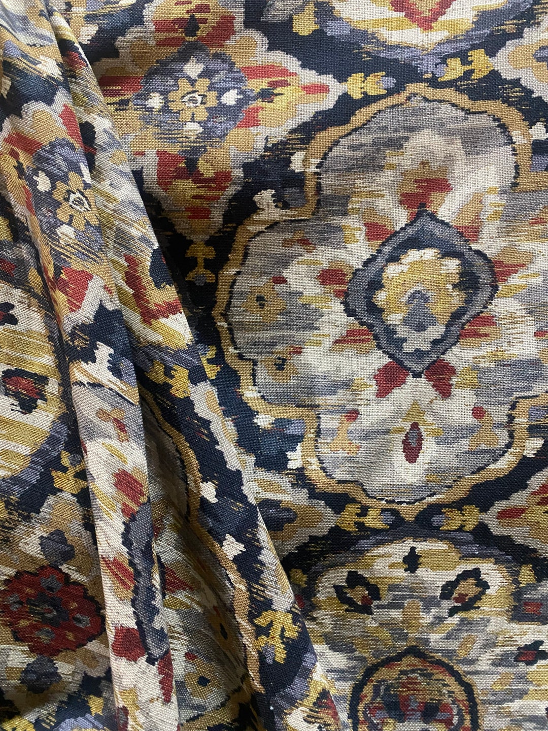 Zari Graphite - Gray Medallion Fabric - Gray Upholstery Fabric - Gray ...