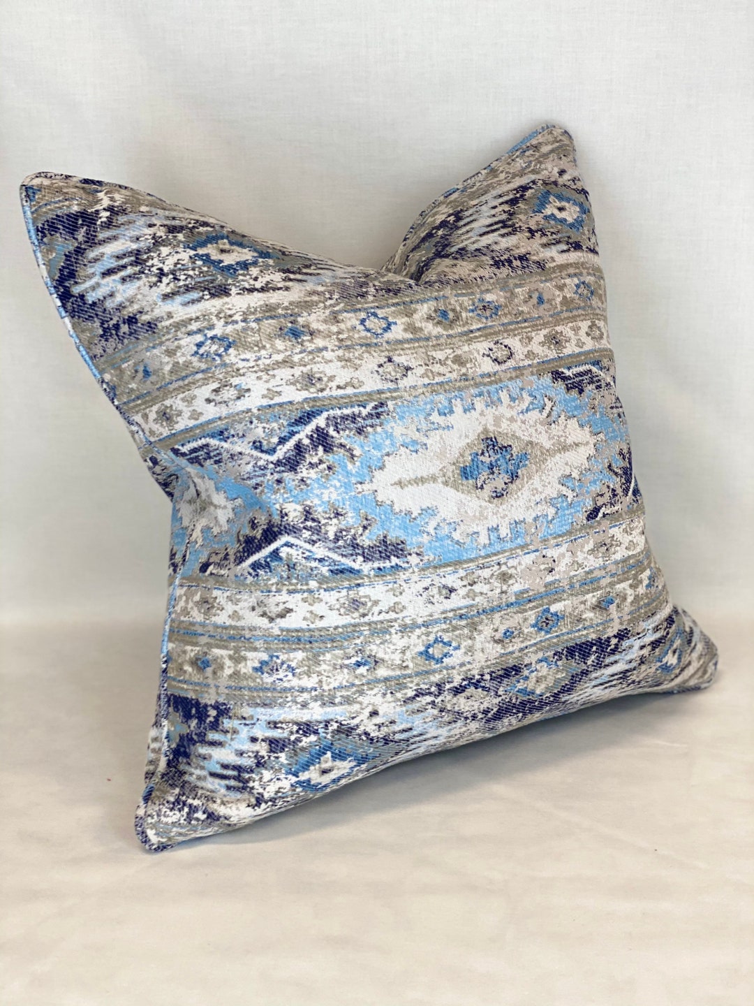 Blue Boho Pillow Cover - Laid Back Pillow - Boho - Blue - Gray - Throw ...