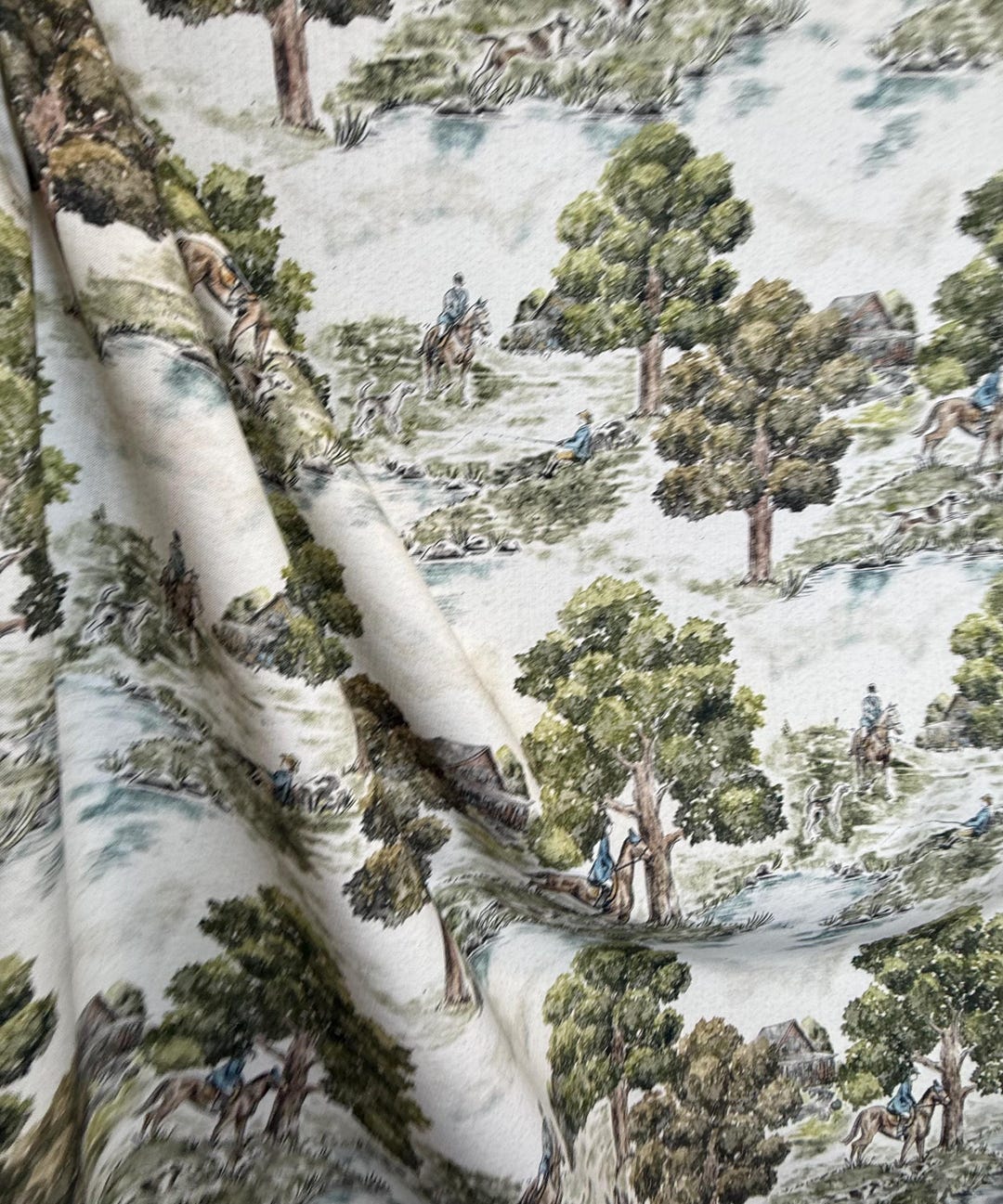 Shady Fern - Green - Tree - Horse - Nature - Charming - Drapery Fabric ...