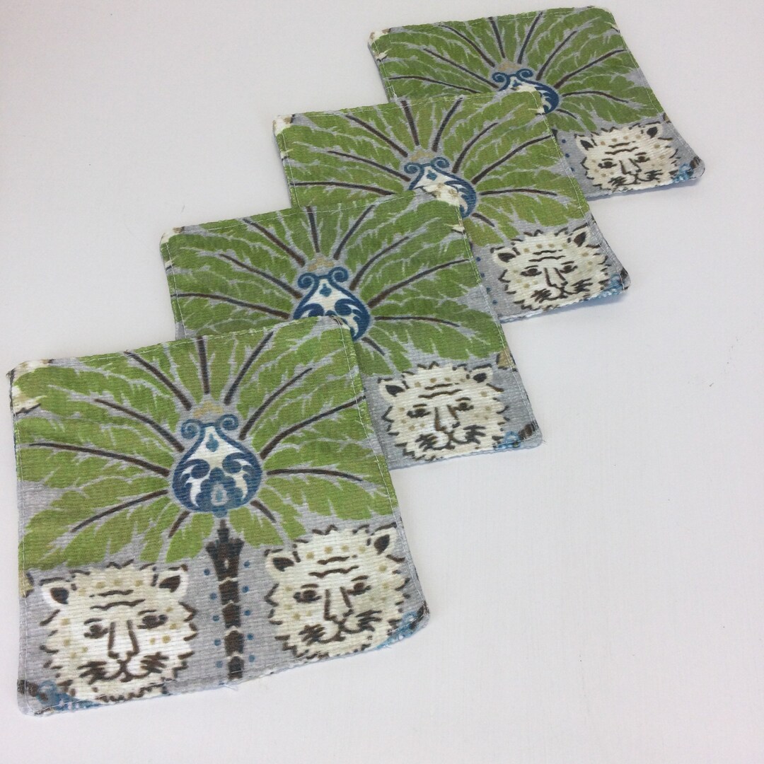 Happy Jaguar Cocktail Napkins - Set of Four - Coasters - Etsy