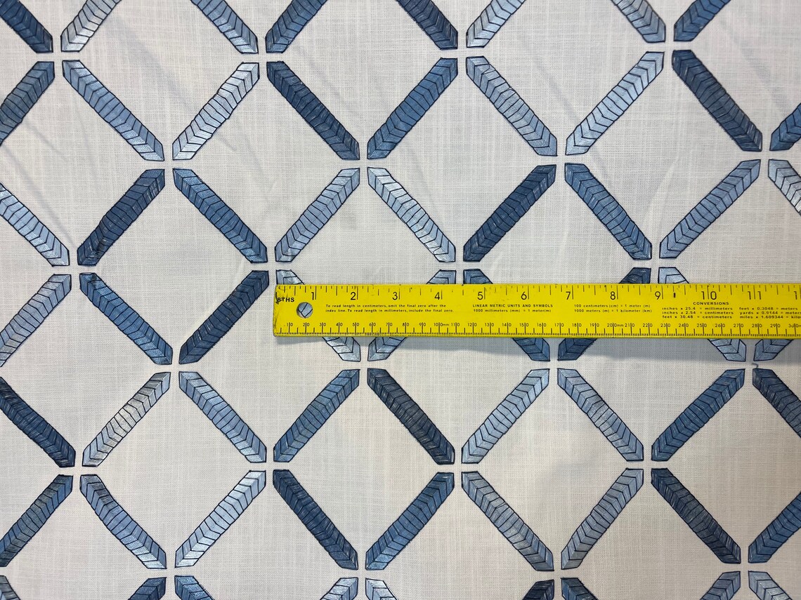Blue and White Geometric Embroidered Home Decor Fabric Top - Etsy