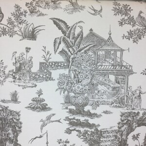 Neutral Asian Toile - Large Scale - Fabric by the Yard - Asian Pillow ...