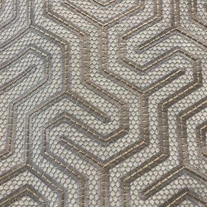 Cayden Embroidered Fossile - Upholstery Fabric - Shimmery Geometric ...
