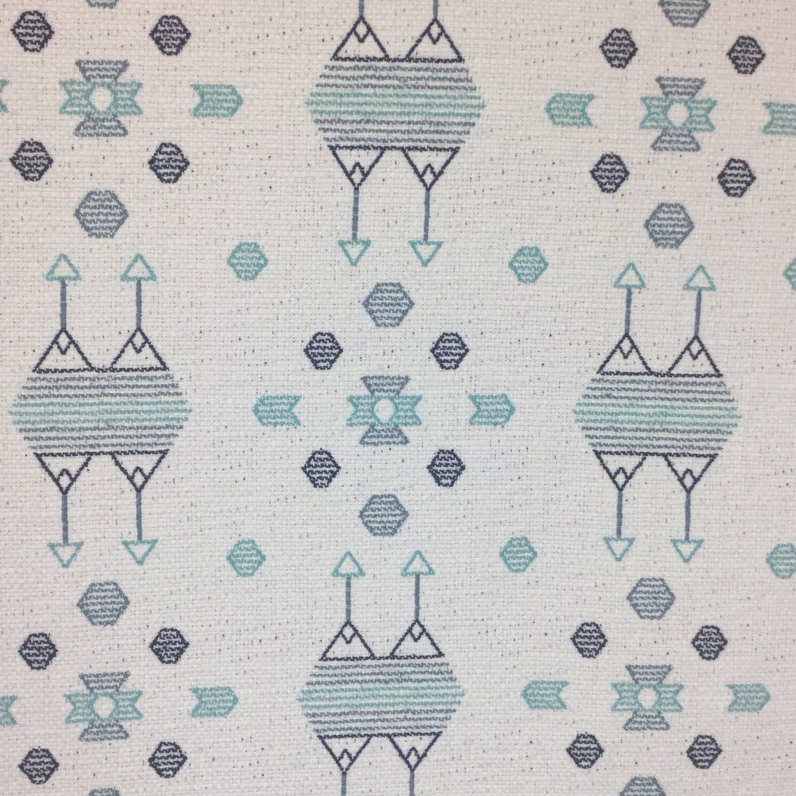 Woven Teal Abstract Tribal Fabric by the Yard Accent | Etsy