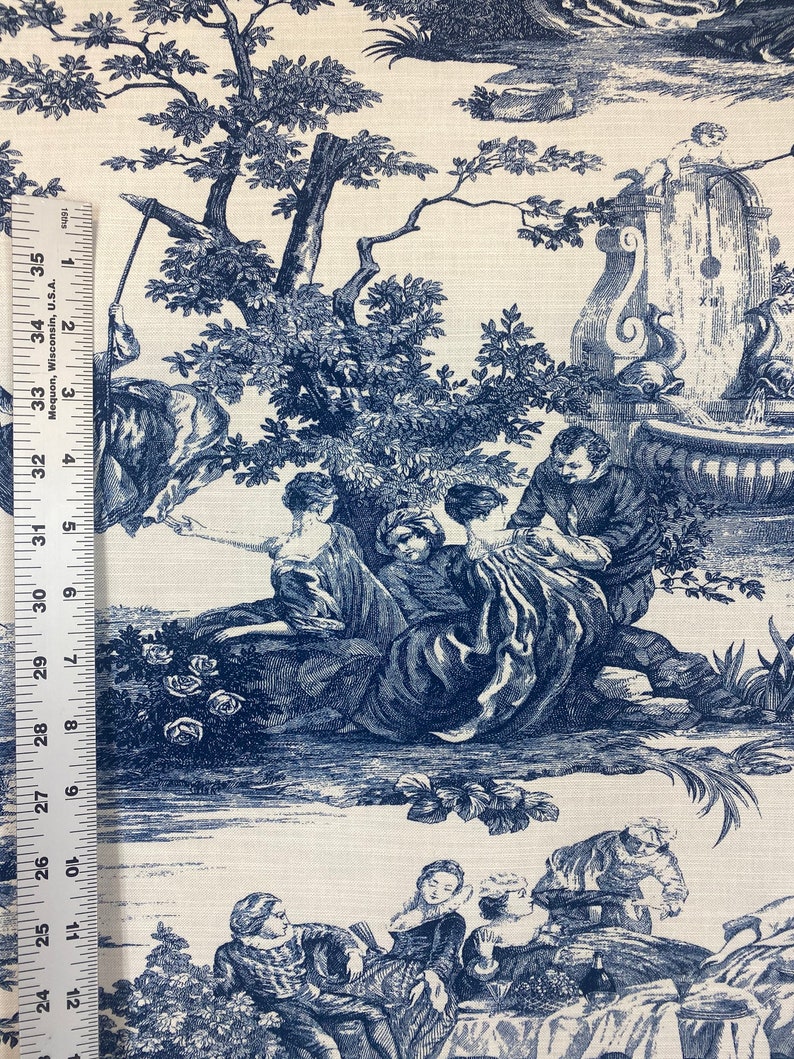 Idyllic Days Blue and White Toile Vintage Fabric Classic - Etsy