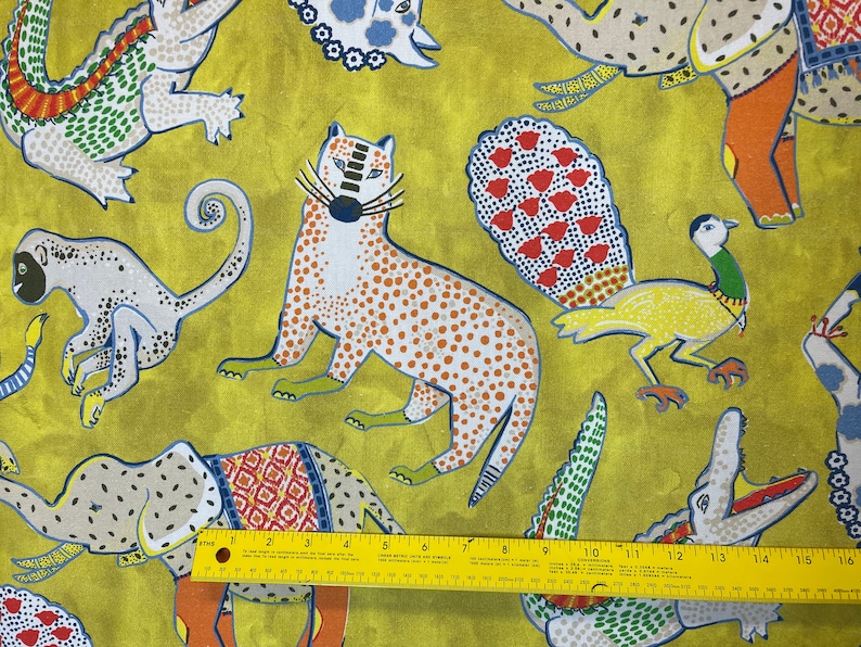 Hullabaloo Yellow - Novelty Fabric - Animals - Vibrant Yellow ...