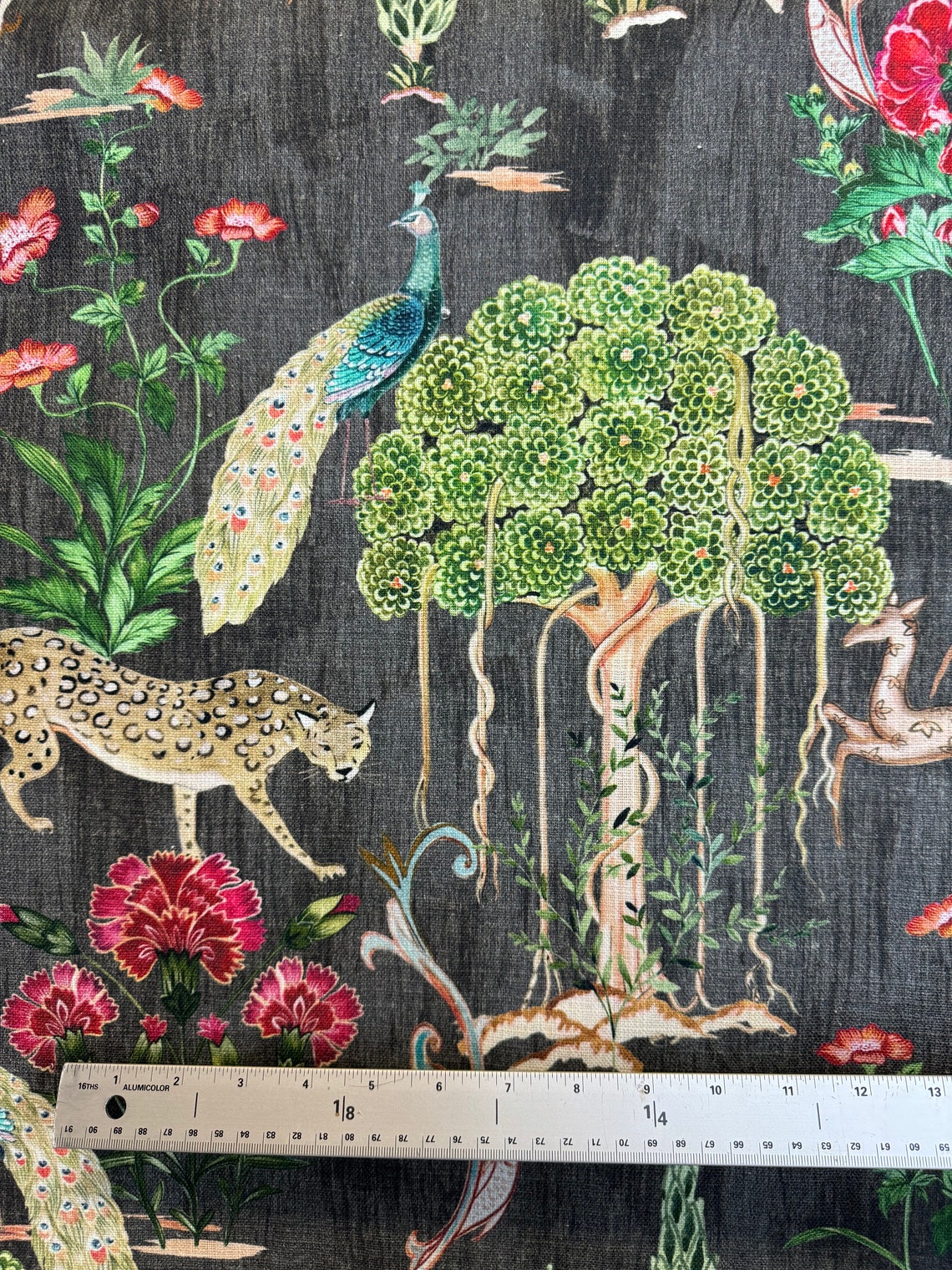 Telkin Walnut - Dark Grey - Animal - Peacock - Cheetah - Drapery Fabric ...
