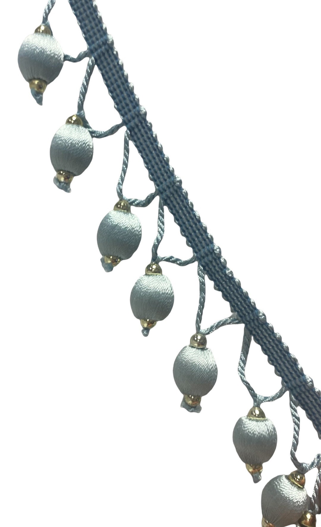 Elegant Beaded Tassel Trim - Sky Blue Ball With Silver Beads. Drapery ...