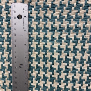 Blue and Natural Woven Houndstooth - Houndstooth Upholstery Fabric ...