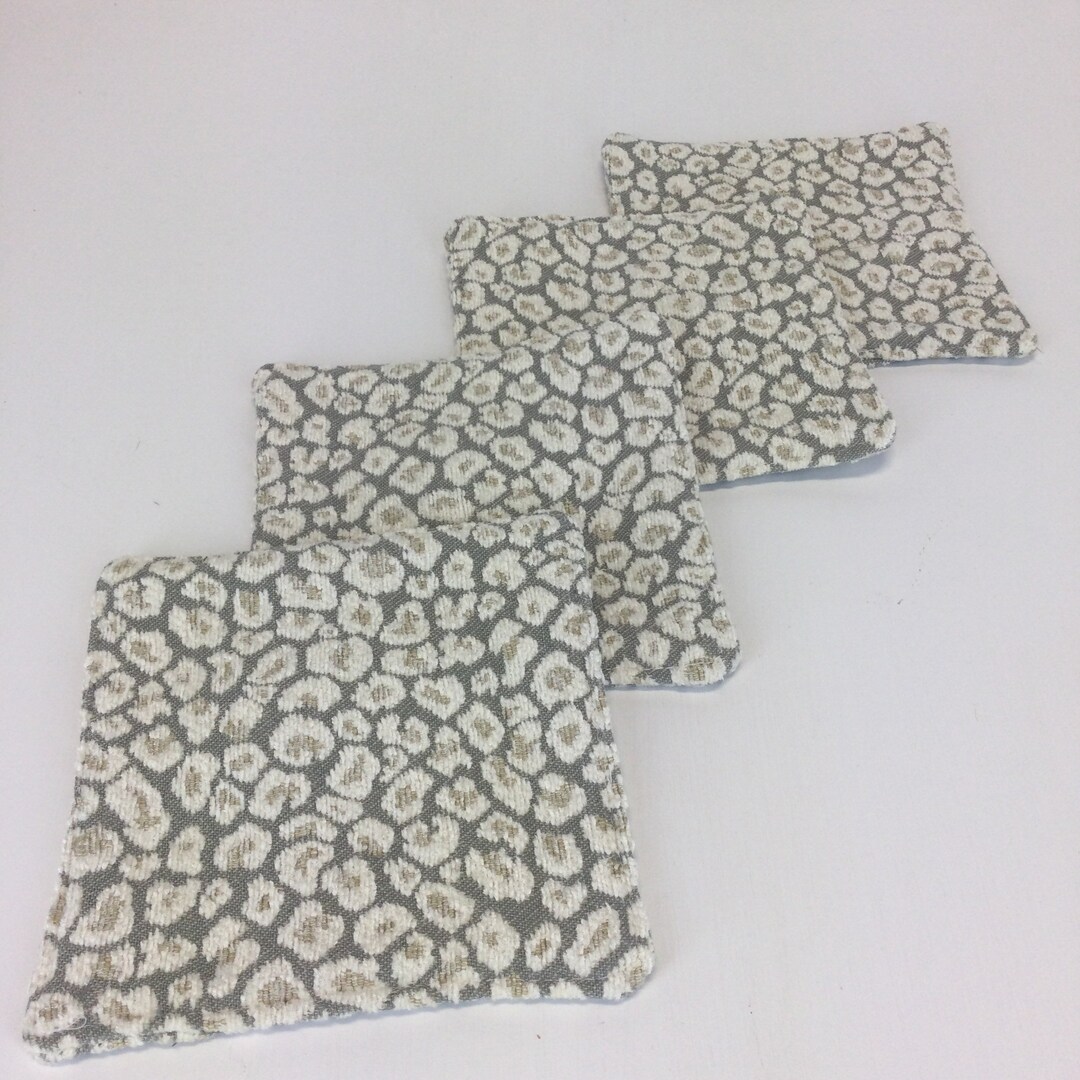 Gray and Cream Cheetah Spots Cocktail Napkins - Set of Four - Coasters ...