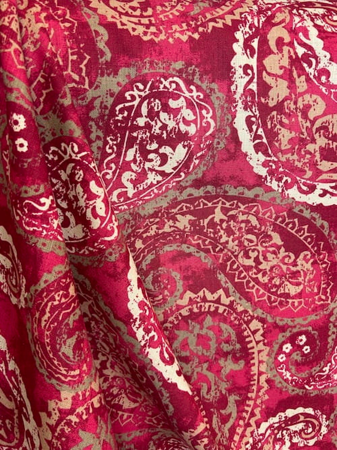 Palera Red Paisley - Ruby Red - Gold - Upholstery Fabric -covington ...