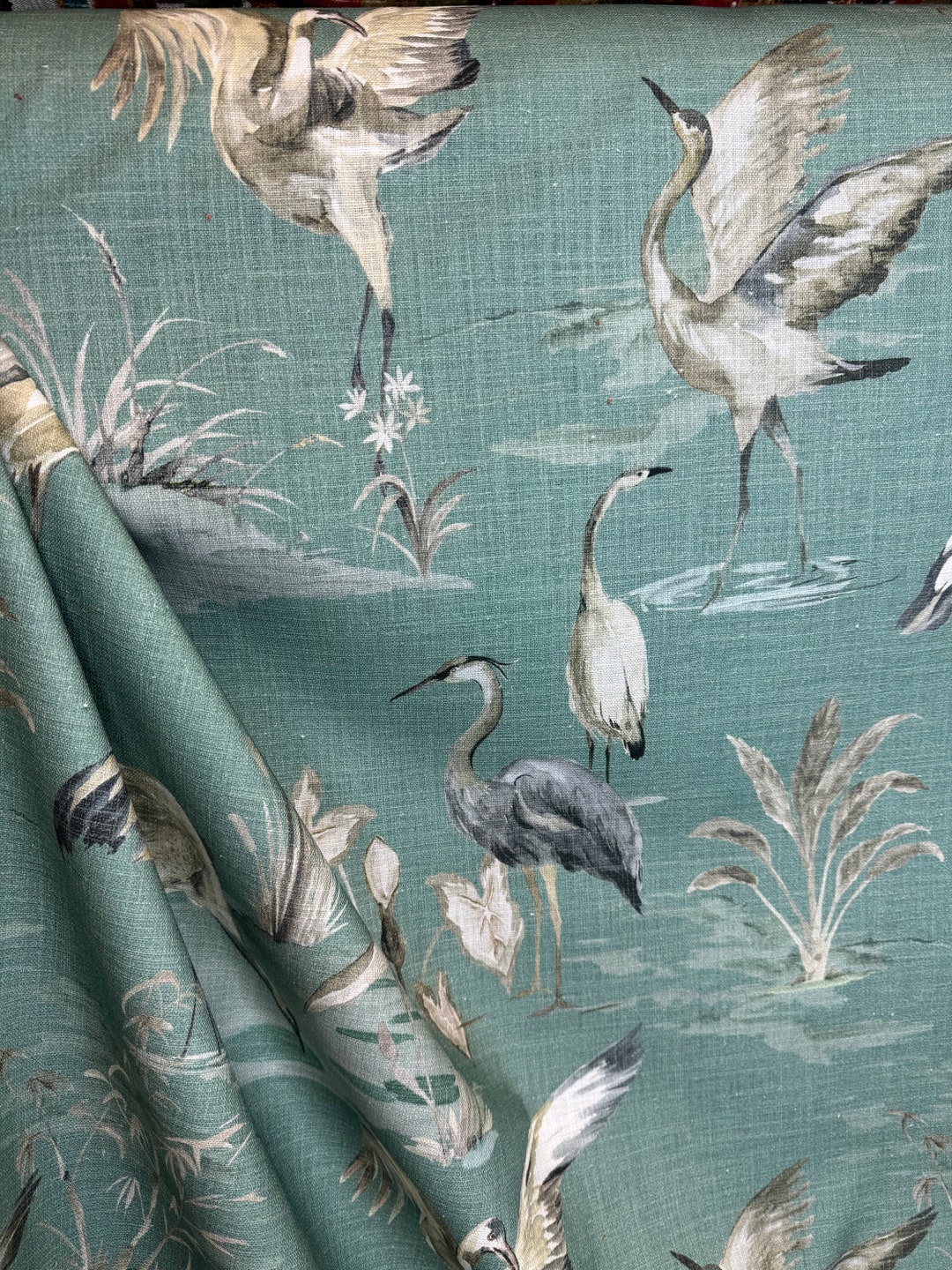 Avery Nile - Bird - Coastal - Blue - Drapery Fabric - Home Decor ...