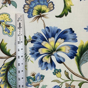 Azabar - True Blue - Floral - Drapery Fabric - Upholstery Fabric ...