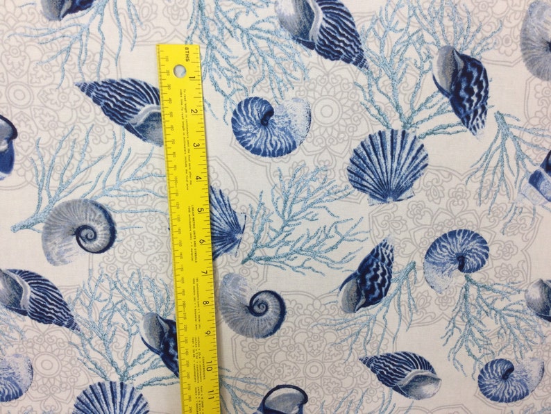 Shell We Dance Coastal Fabric Blue Coastal Pattern Shell - Etsy