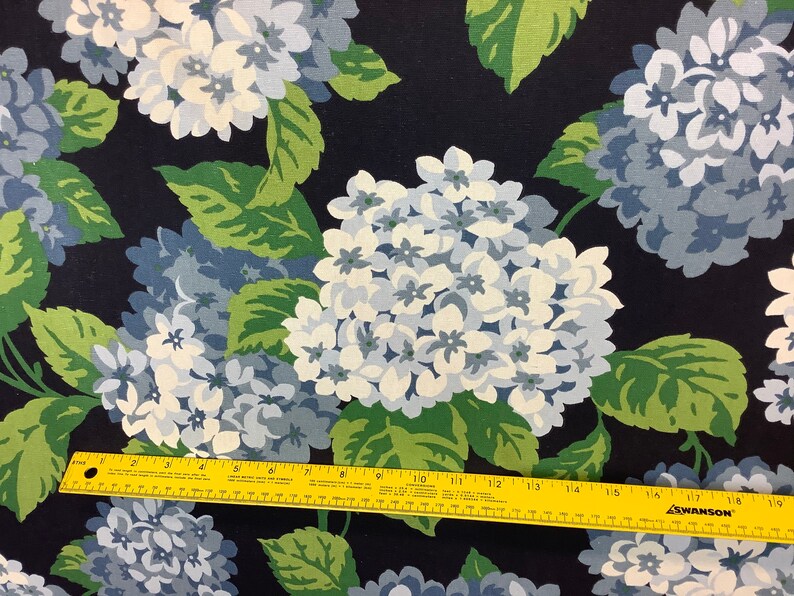 Summer Wind Navy - Hydrangea Floral - Dark Navy - Pastel Blue ...