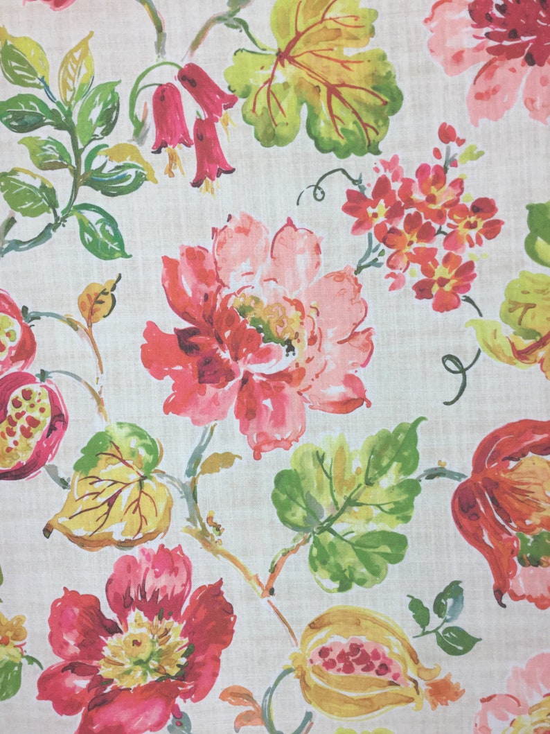 Springtime in Pink Floral Large Print Fabric by the Yard | Etsy