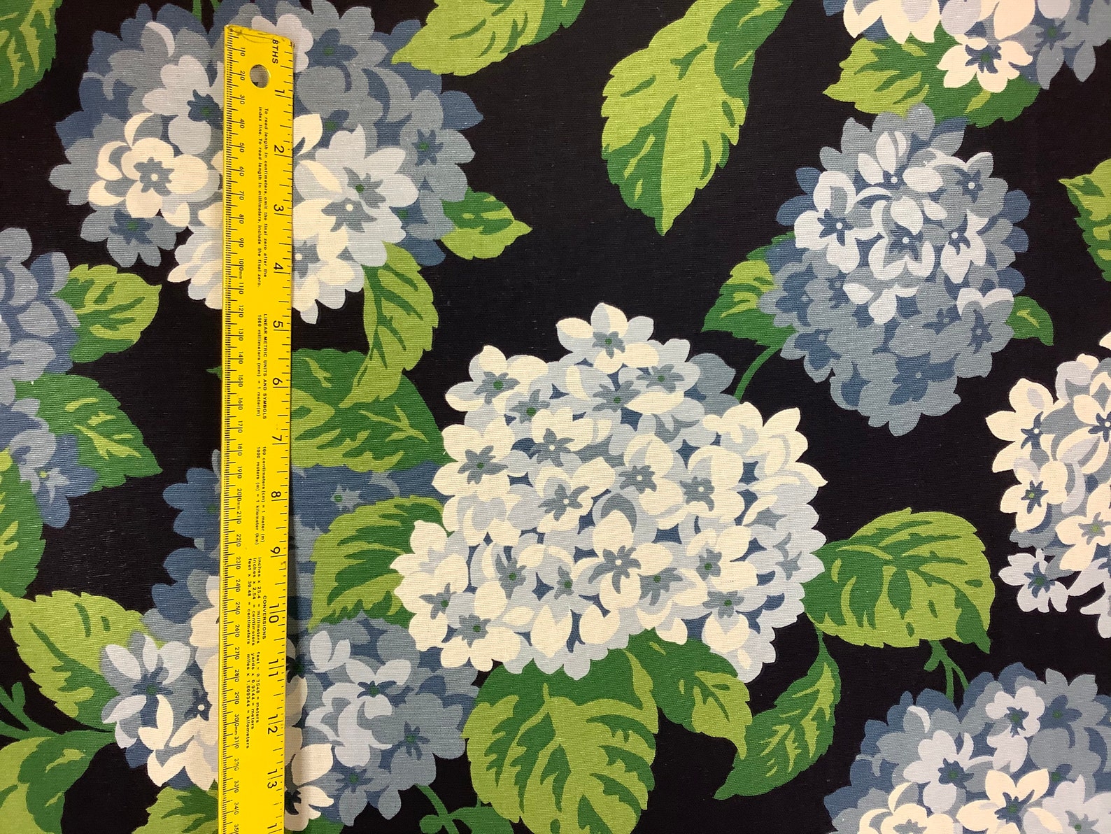Summer Wind Navy - Hydrangea Floral - Dark Navy - Pastel Blue ...