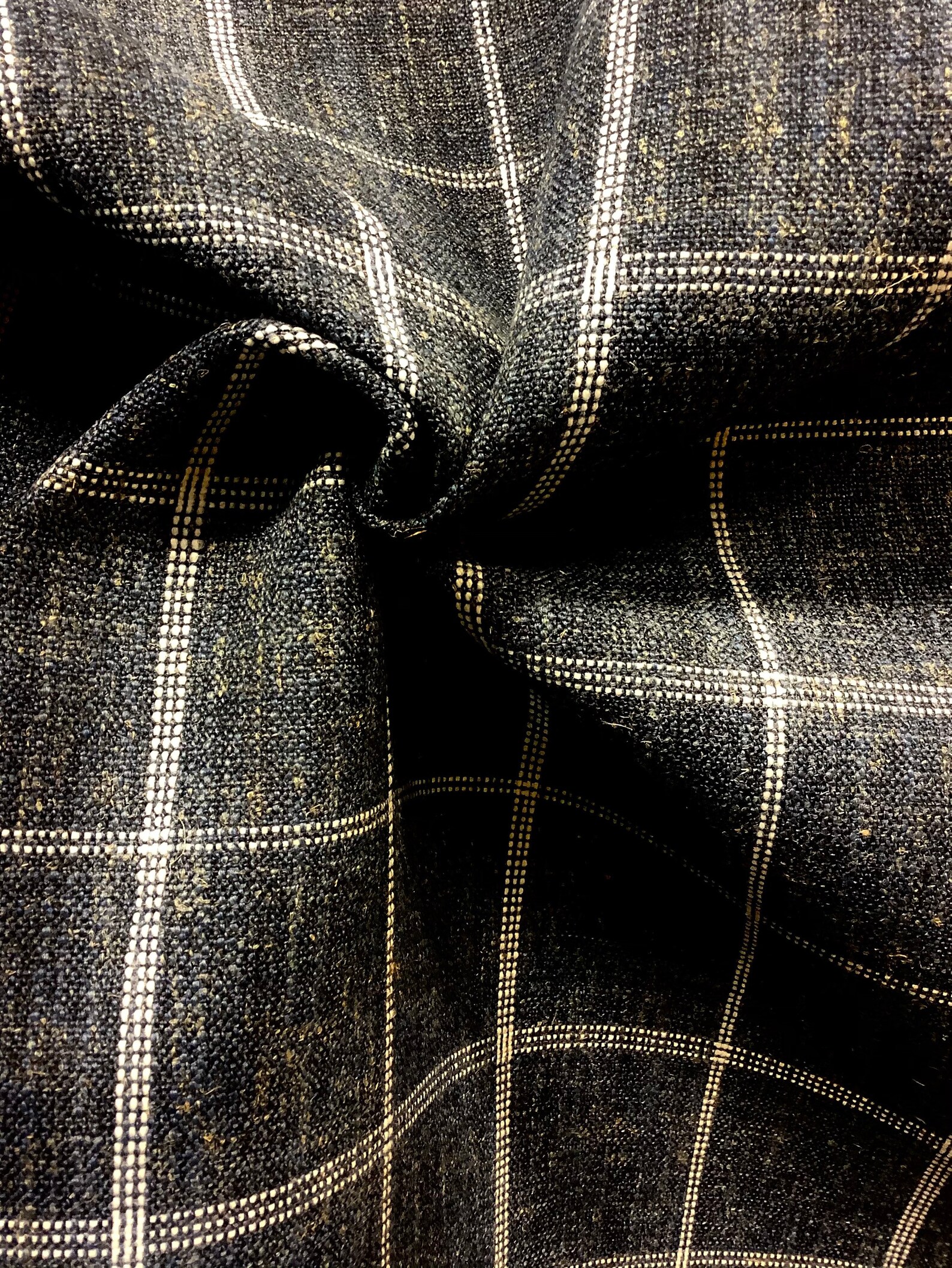 Check the Box Indigo Upholstery Fabric - Etsy