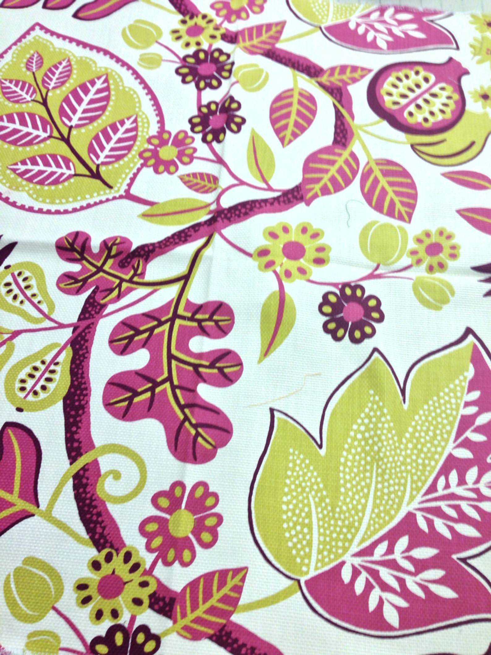 Whimsy Floral Fabric Pink and Green Vining Floral | Etsy