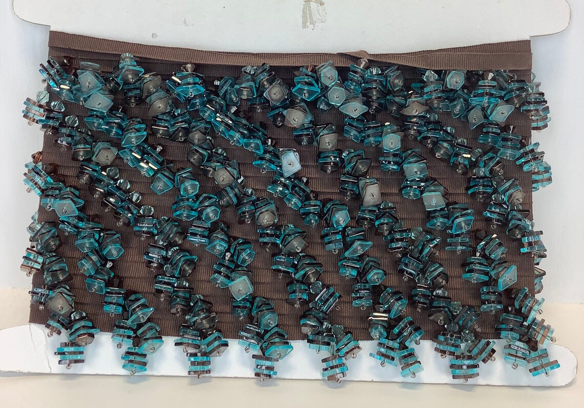 Teal and Brown Asian Lantern Beaded Trim Trim by the - Etsy