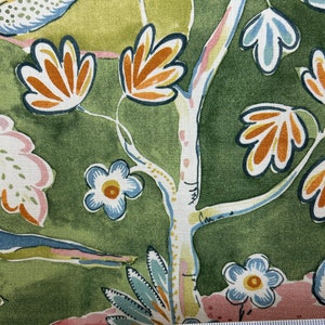 Freya Garden - Floral - Dark Green - Lime Green - Upholstery Fabric ...